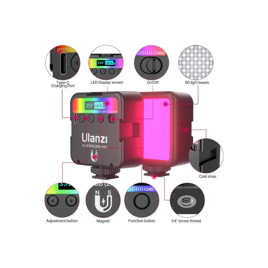ULANZI VL49 RGB Video, LED Camera Light 360°